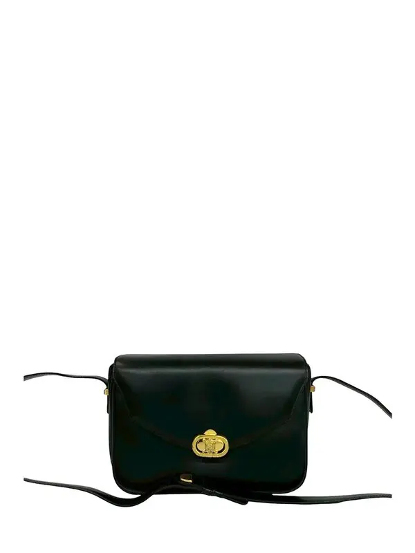 Celine Leather Triomphe Crossbody Bag - Black
