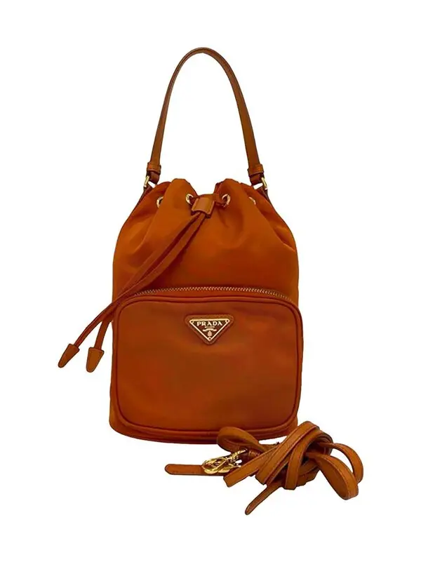 Prada Tessuto Drawstring Bucket Bag - Orange