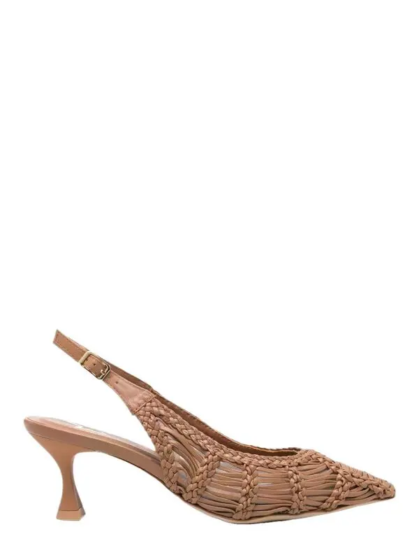 MARC ELLIS Woven Slingback Heeled Pumps - Brown