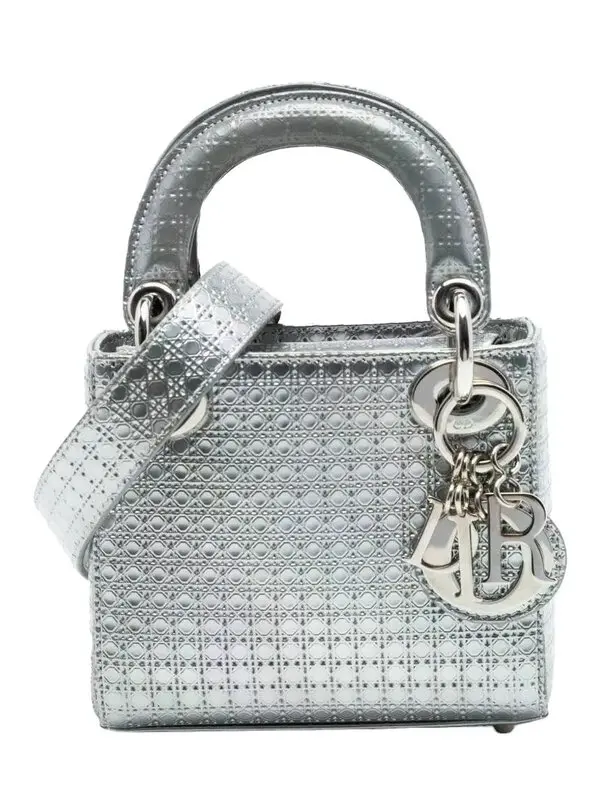 Dior Lady Micro Cannage Satchel - Silver