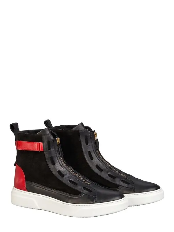 KURT LINCOLN Zip Up High Top Sneakers - Black