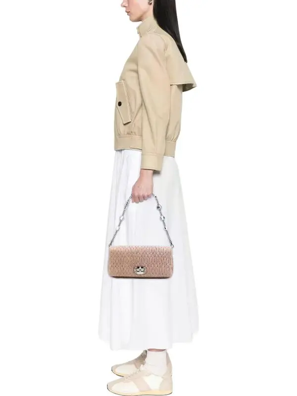 Miu Miu Matelassé Nappa Crystal Chain Satchel - Brown