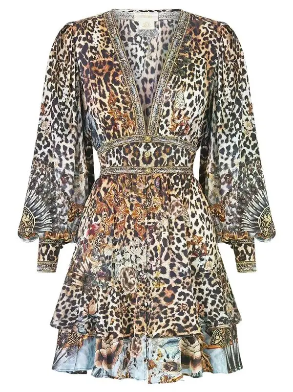 Camilla Leopard-print Mini Dress - Neutrals