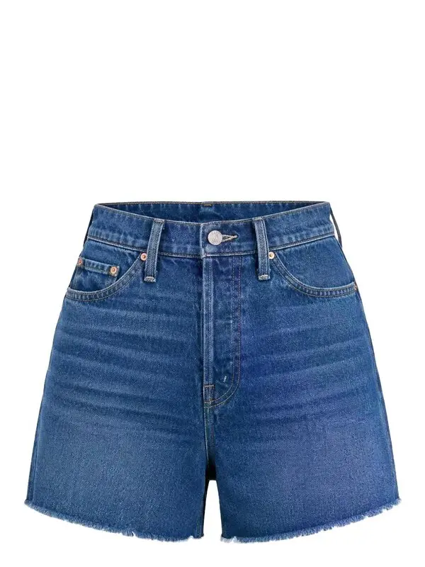 MOTHER Flutter Frayed-hem Denim Shorts - Blue