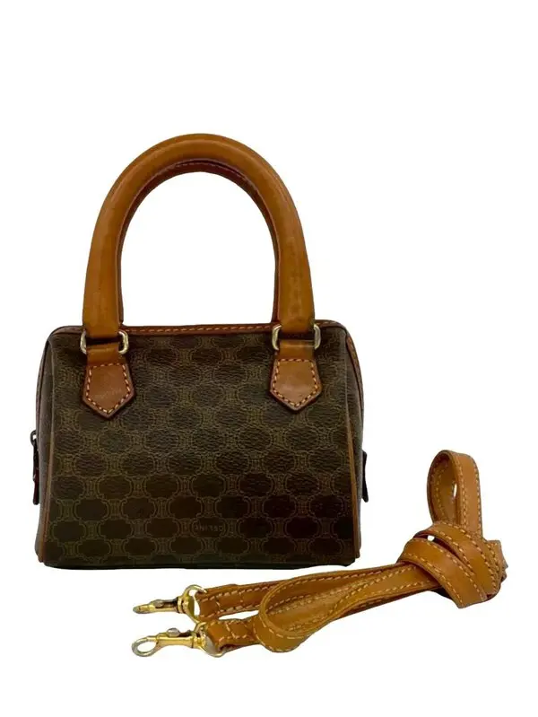 Celine Macadam Coated Canvas Satchel - Brown