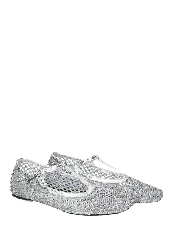 STRATEGIA SHOES Astra Rhinestone-embellished Ballet Flats - Silver