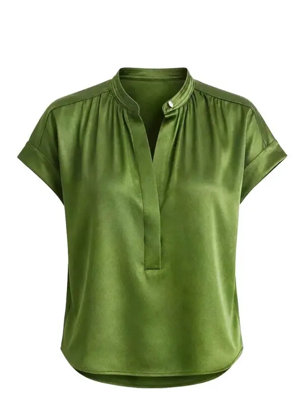 Vince Pleated Satin Blouse - Green