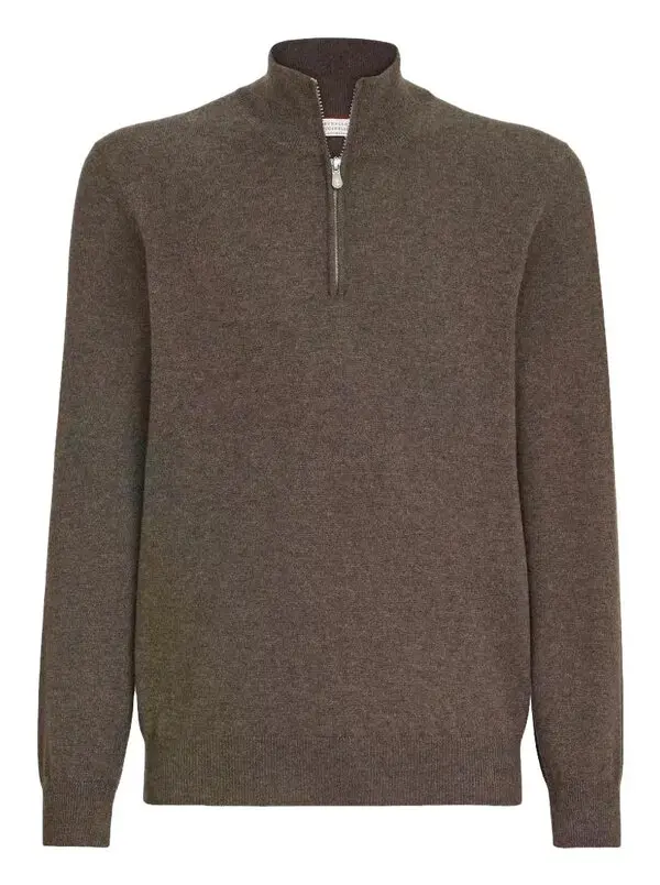 Brunello Cucinelli Cashmere Zip Sweater - Brown