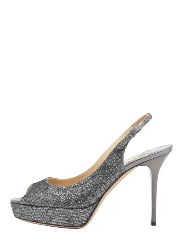 JIMMY CHOO Nova Peep-toe Slingback Heels - Silver