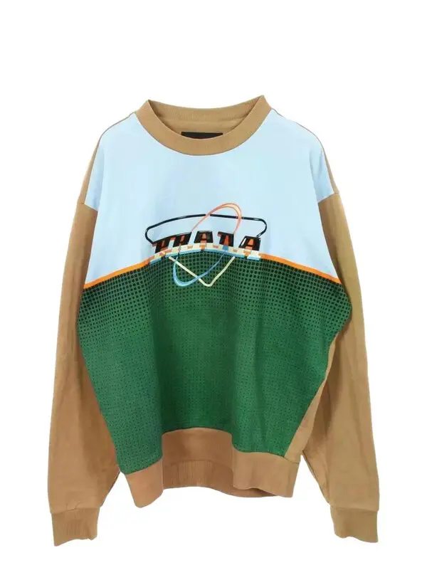 Prada Beige Graphic Print Crew Neck Long Sleeve Sweater - Neutrals