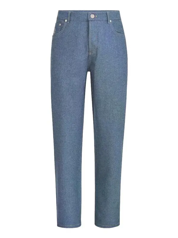 Brunello Cucinelli Virgin Wool Flannel Five-pocket Trousers - Blue