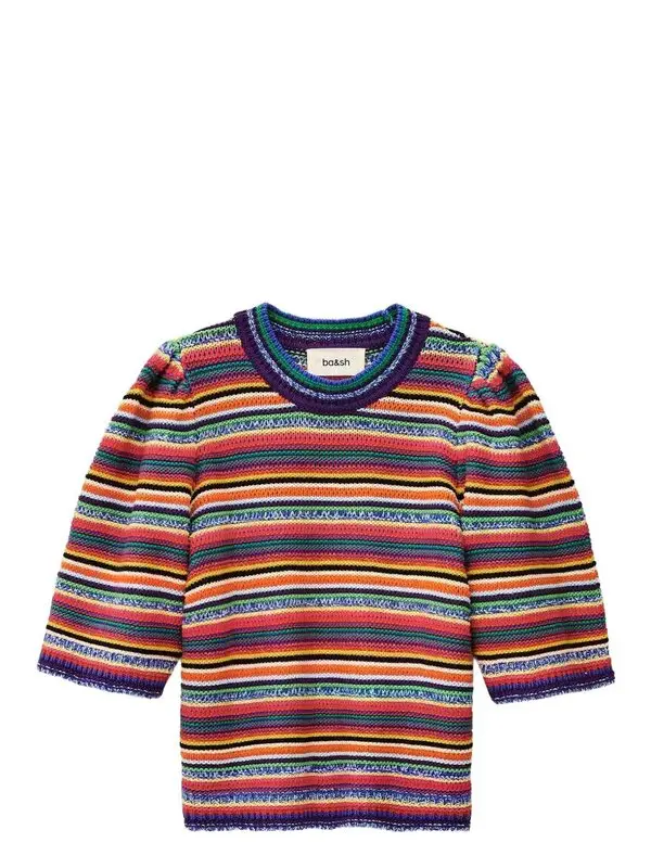 Ba&sh Striped Puff-sleeve Jumper - Pink