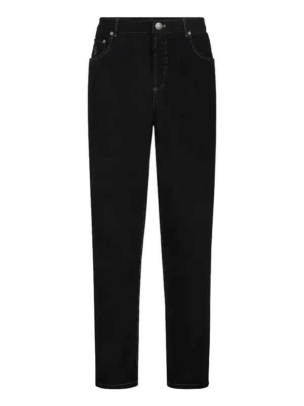 Brunello Cucinelli Garment-dyed Cotton Corduroy Five-pocket Trousers - Black