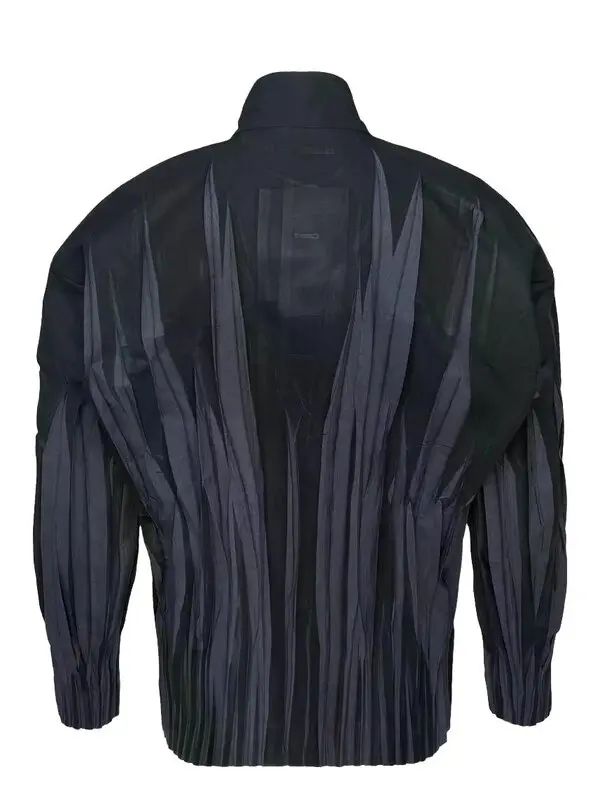 Issey Miyake S Pleated High-neck Jacket - Black