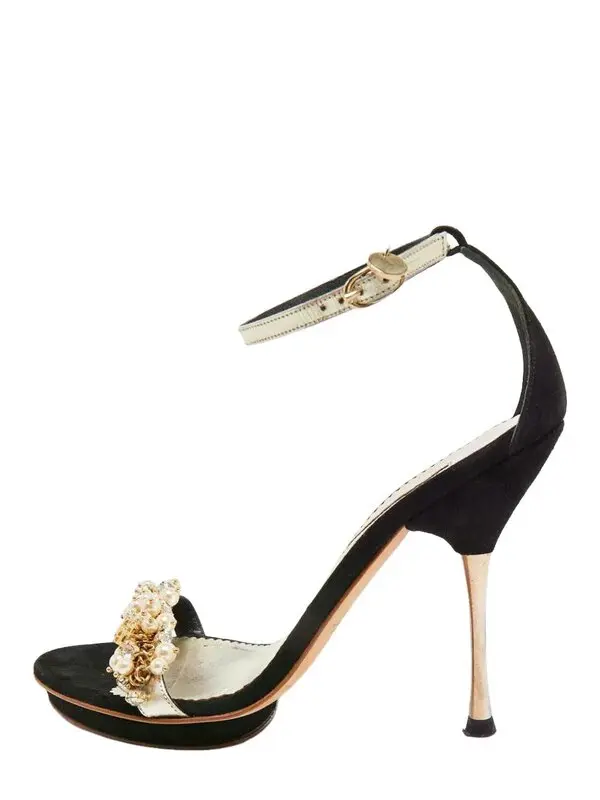 Carolina Herrera Crystal-embellished Ankle-strap Sandals - Black