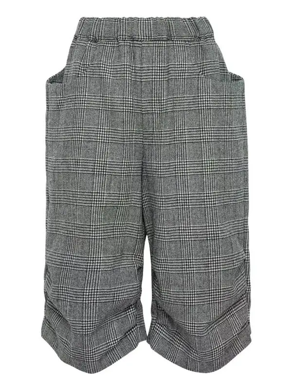 Comme Des Garçons Ruched Prince Of Wales Check Trousers - Black