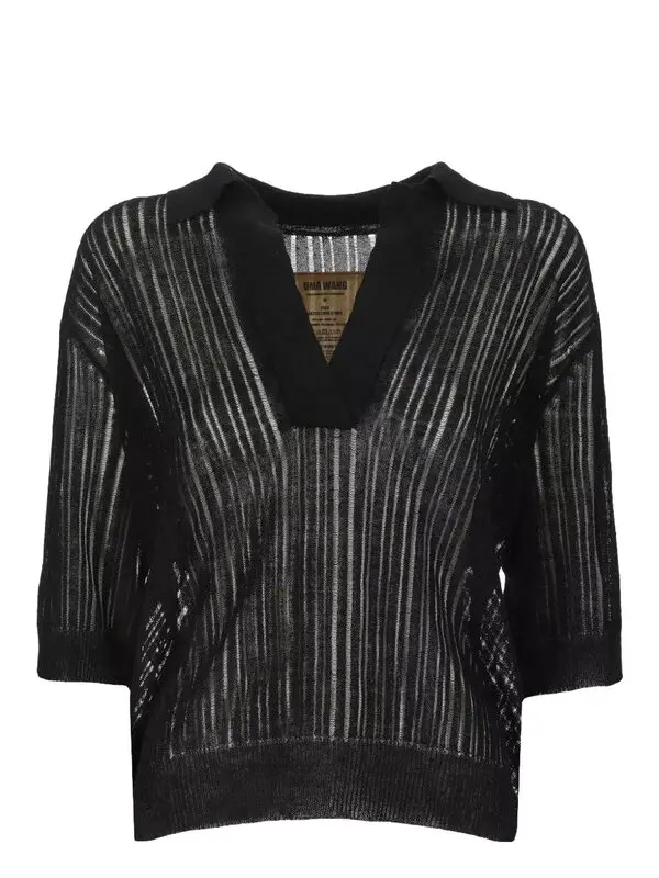 UMA WANG Ladder-stitch V-neck Sweater - Black