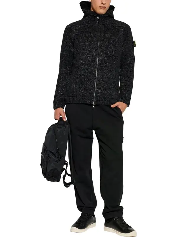 Stone Island Logo Patch Hooded Jacket - Black