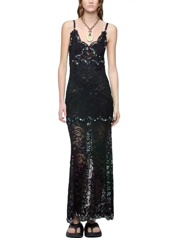 Rabanne Lace Sequin-embellished Dress - Black