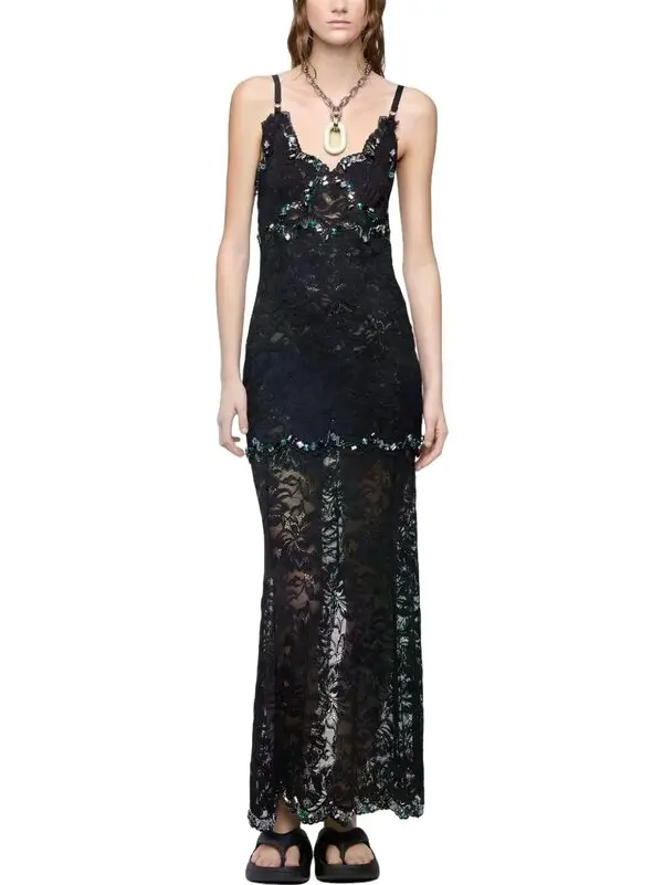 Rabanne Lace Sequin-embellished Dress - Black