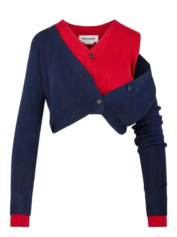 Monse Layered-effect Ribbed-knit Cardigan - Blue