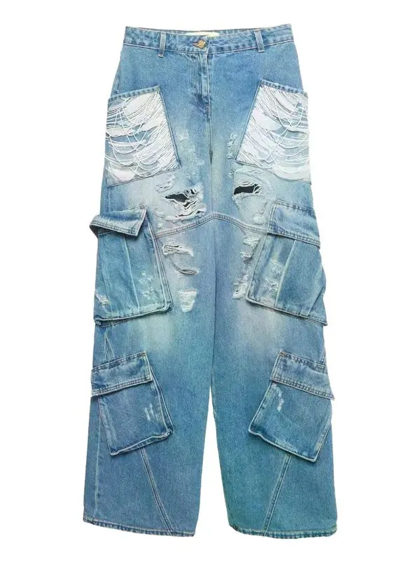 Elisabetta Franchi Sequined Cargo Jeans - Blue