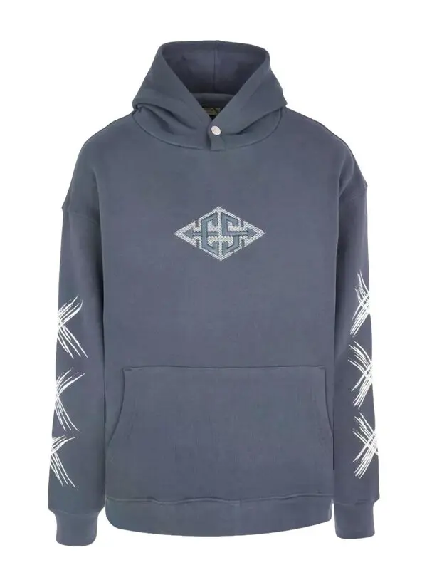 EXIT SOCIETY Logo Detail Graphic Print Hoodie - Grey