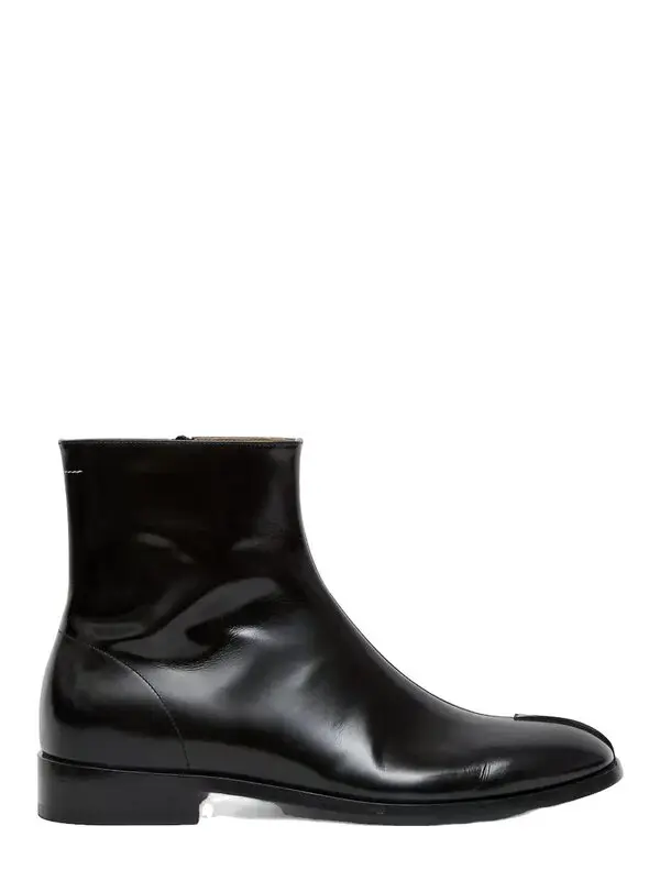 MAISON MARGIELA Polished Leather Ankle Boots - Black