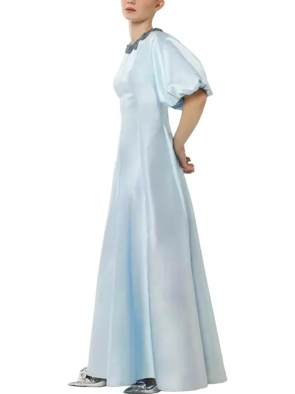 BARUNI Jawher Beaded-collar Maxi Gown - Blue