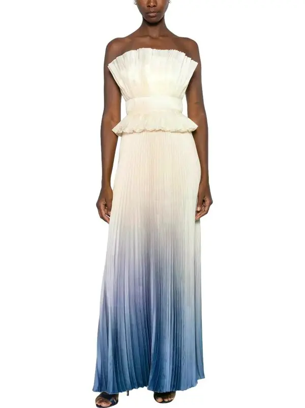 L'IDEE Masquerade Pleated Maxi Dress - Neutrals