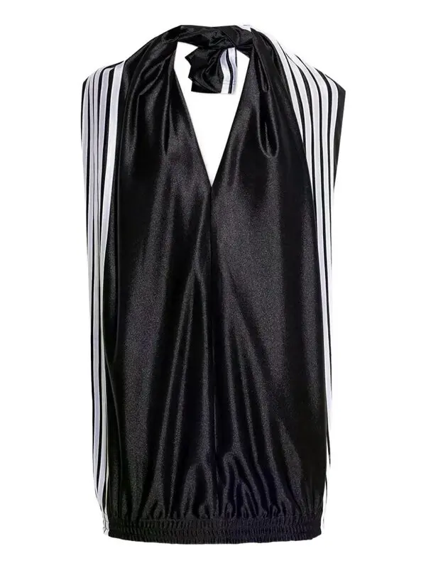 Balenciaga V-neck Stripe Detail Mini Dress - Black