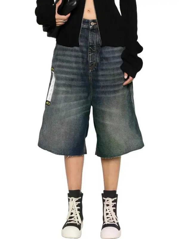 Balenciaga Frayed Hem Denim Shorts - Blue