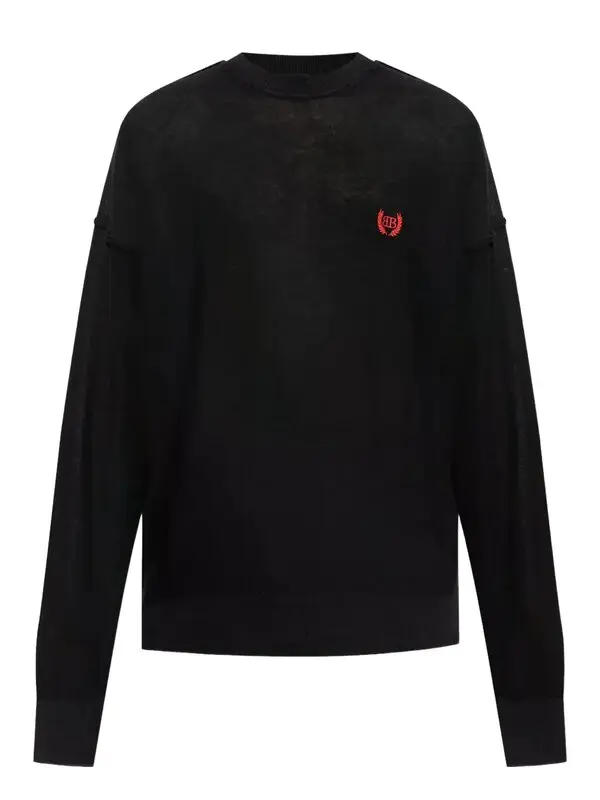 Balenciaga Embroidered Silk-blend Jumper - Black
