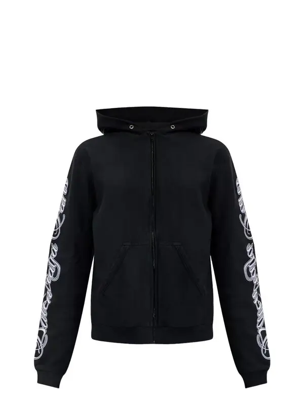 Balenciaga Ele's Cursive-lettering Hoodie - Black
