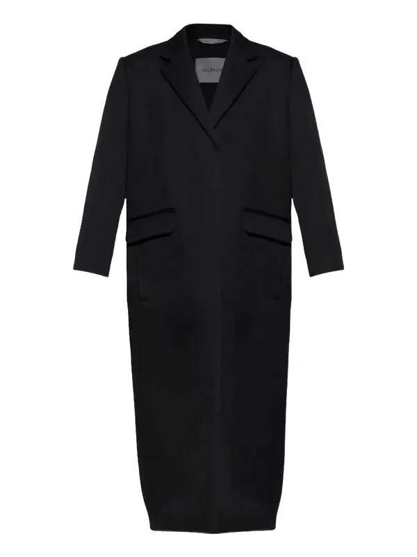Balenciaga Single-breasted Wool Coat - Black