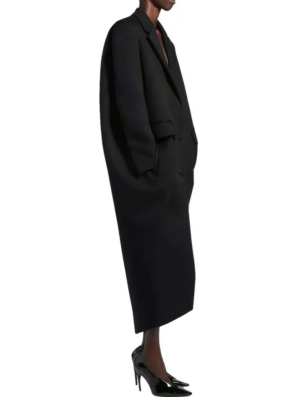Balenciaga Single-breasted Wool Coat - Black