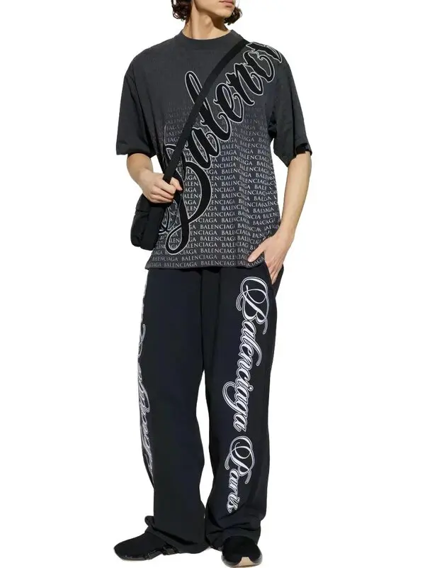 Balenciaga Logo-pattern T-shirt - Grey