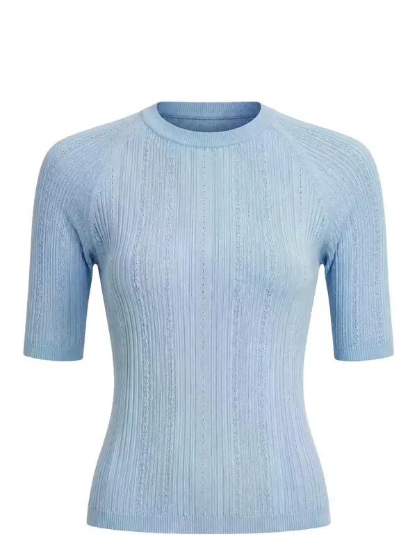 Veronica Beard Brielle Pointelle-knit Sweater - Blue