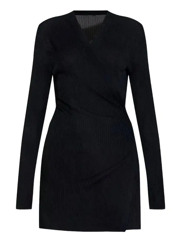 Balenciaga Ribbed-knit Wrap-tie Cardigan - Black