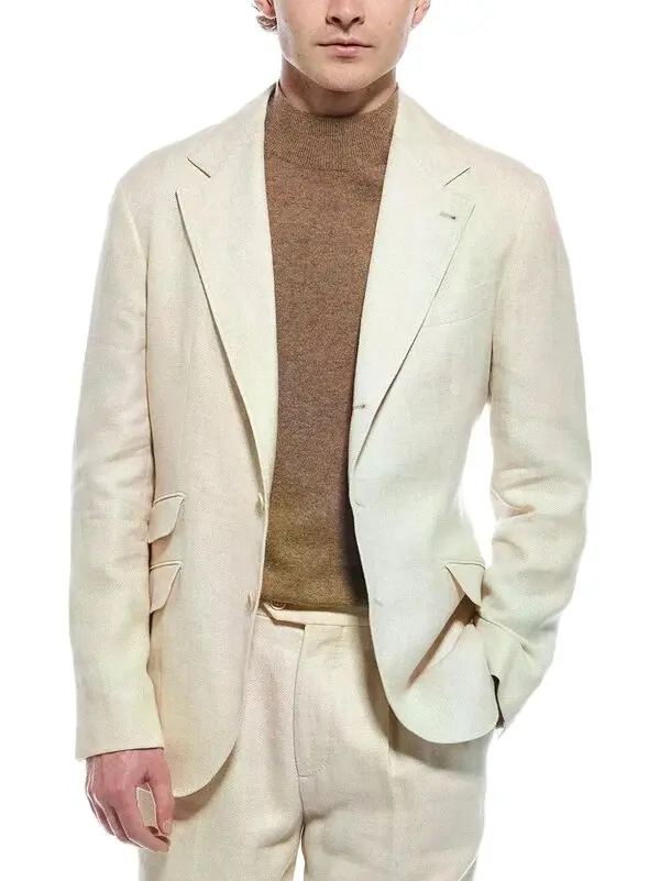 Brunello Cucinelli Linen-wool Blend Blazer - Neutrals
