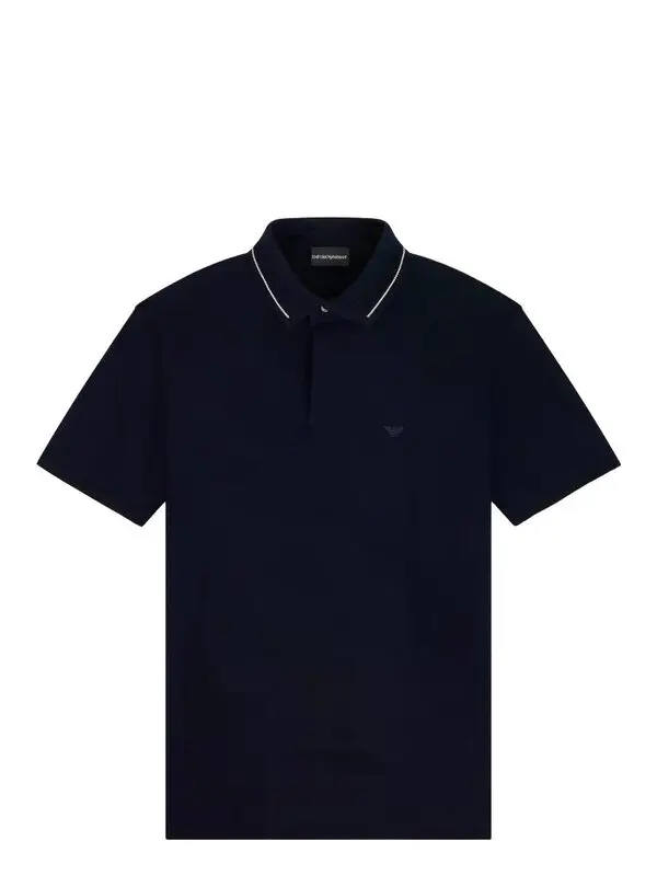 Emporio Armani Polo Shirt With Regular Fit In Cotton Pique - Blue