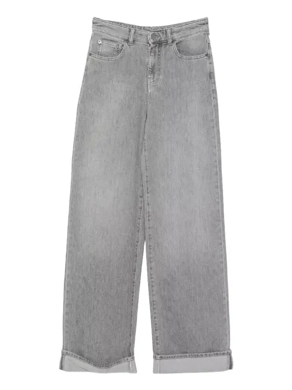 Emporio Armani Logo Plaque Turn-up Jeans - Grey