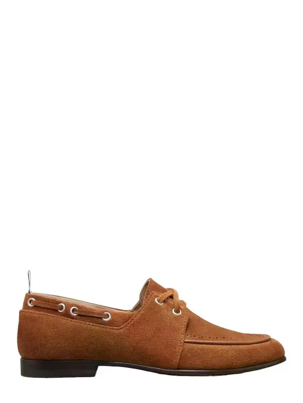 Thom Browne Suede Brogue-detail Boat Shoes - Brown