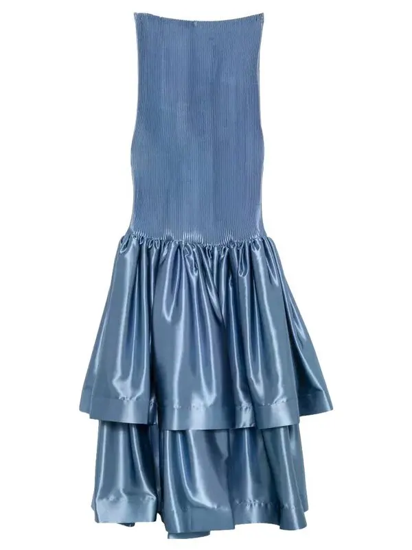 L'IDEE Strapless Tiered Maxi Dress - Blue