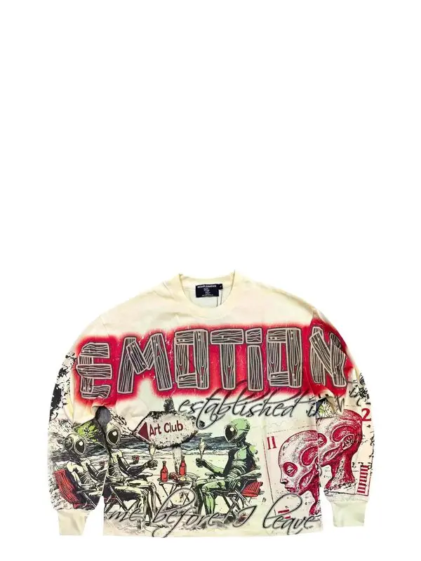 MIXED EMOTION Art Club Graphic Print Sweatshirt - Neutrals