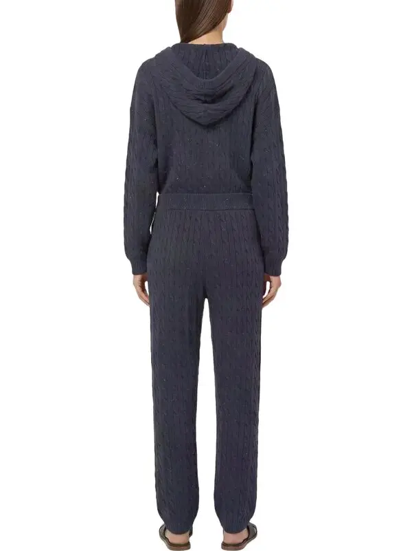Brunello Cucinelli Cable Knit Sequin Trousers - Blue