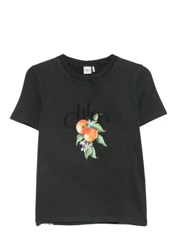 Chloé Logo And Fruit Print T-shirt - Black