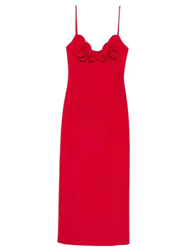 Magda Butrym Floral Appliqué Midi Dress - Red