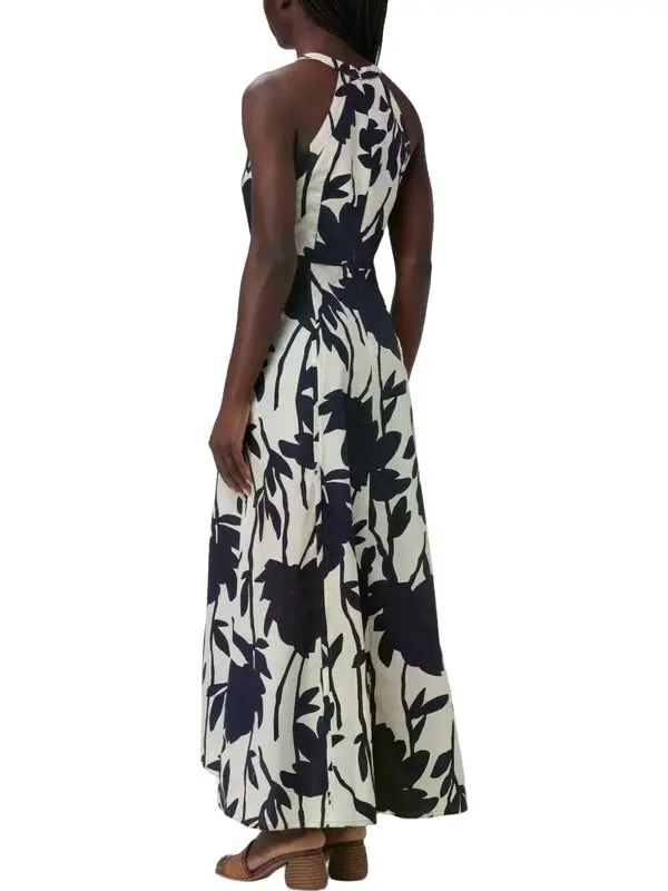 Brunello Cucinelli Floral Print Halterneck Midi Dress - Neutrals