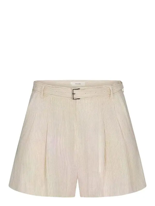 FRAME Pinstripe Belted Shorts - Neutrals